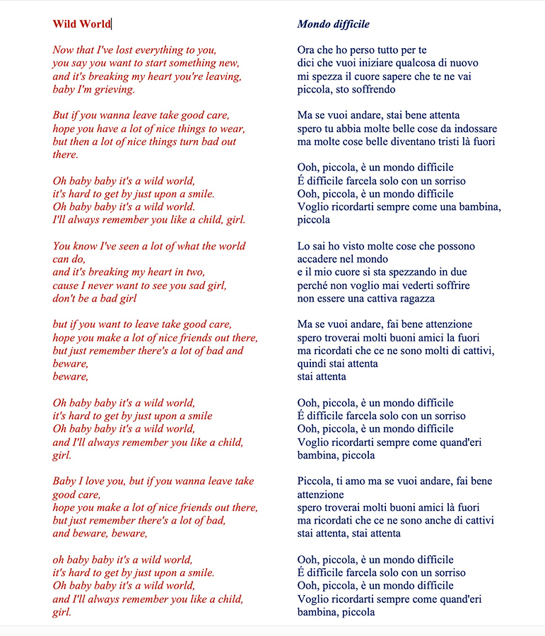 Una canzone per la domenica (241). Wild World e l'ultimo film di ...